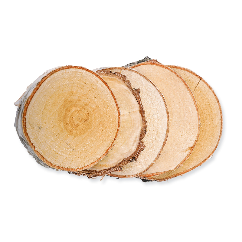Holzscheiben natur - Birke 100–140 mm,